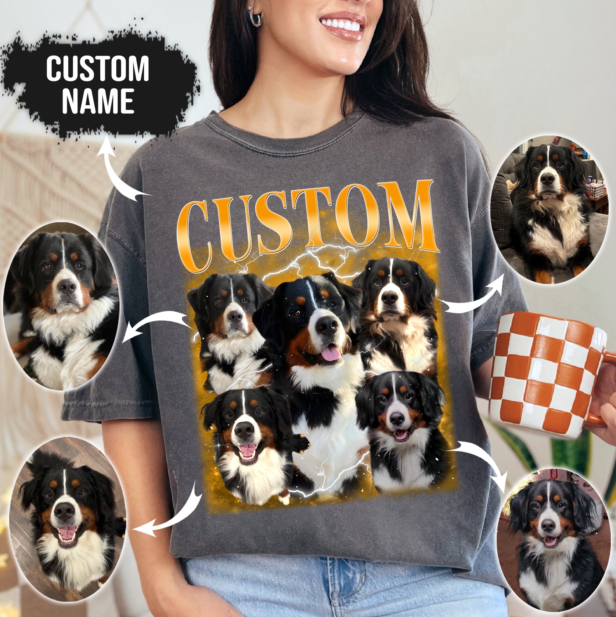 Custom Dog Face Collage – Personalized Pet Portrait Tee – Hopicustom