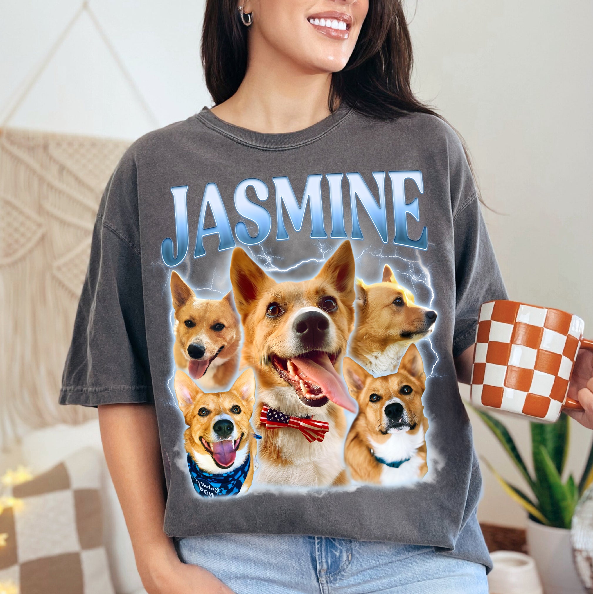 Custom Dog Face Shirt – Personalized Pets Name Photo Tee – Hopicustom